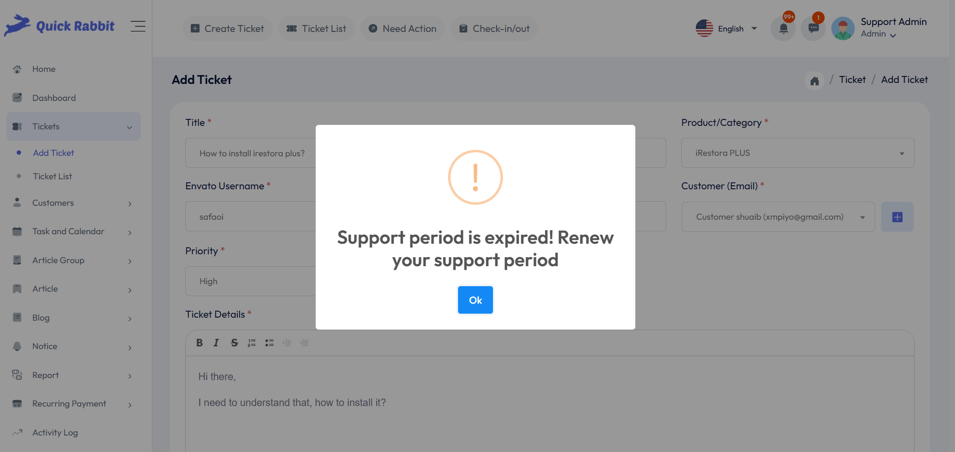 Quick Rabbit - AI Powered Support Ticketing with Knowledgebase and Live Chat by doorsoftxyz
